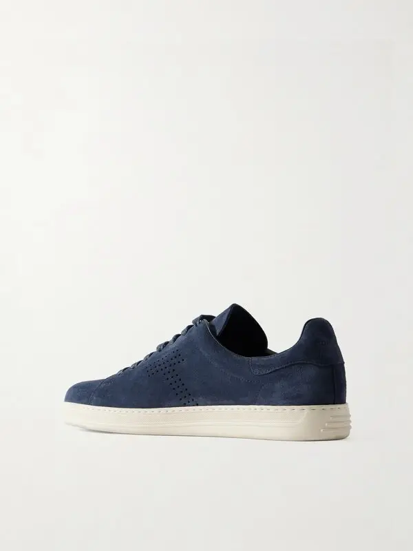 TOM FORD Warwick Perforated Suede Sneakers - Blue