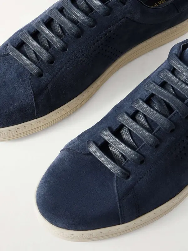 TOM FORD Warwick Perforated Suede Sneakers - Navy