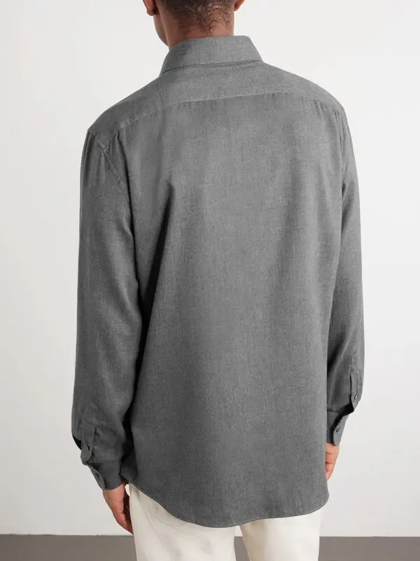Brunello Cucinelli Herringbone Cotton And Lyocell-blend Shirt