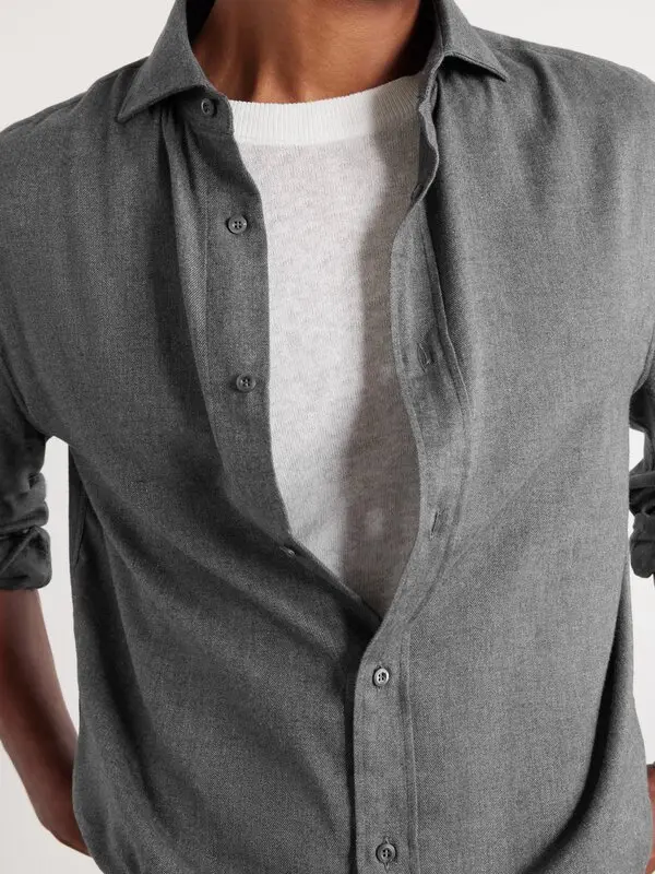 Brunello Cucinelli Herringbone Cotton And Lyocell-blend Shirt
