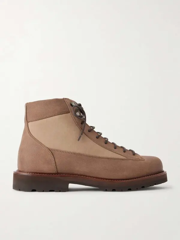 Brunello Cucinelli Nylon-trimmed Suede Hiking Boots - Taupe