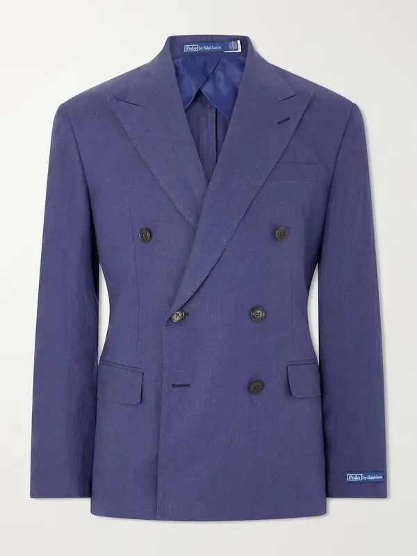 Polo Ralph Lauren Double-breasted Linen Suit Jacket - Blue