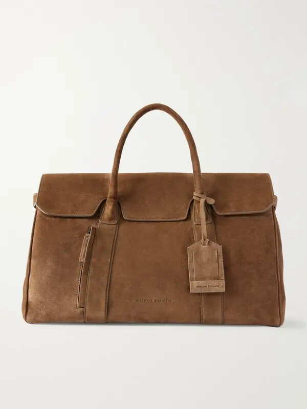 Officine Creative Bostonian 001 Suede Weekend Bag - Brown