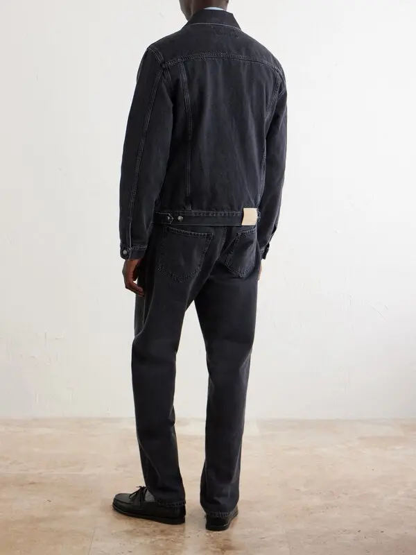 Canali Leather-trimmed Denim Jacket