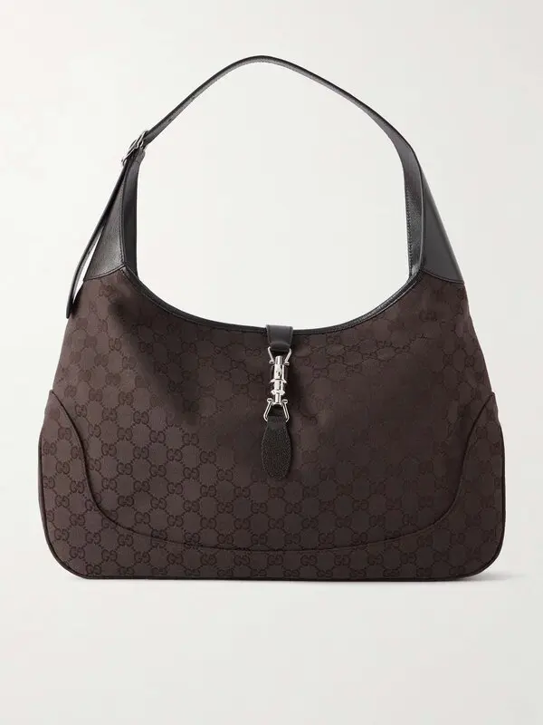Gucci Jackie 1961 Gg Supreme-jacquard Leather-trimmed Canvas Tote Bag - Brown