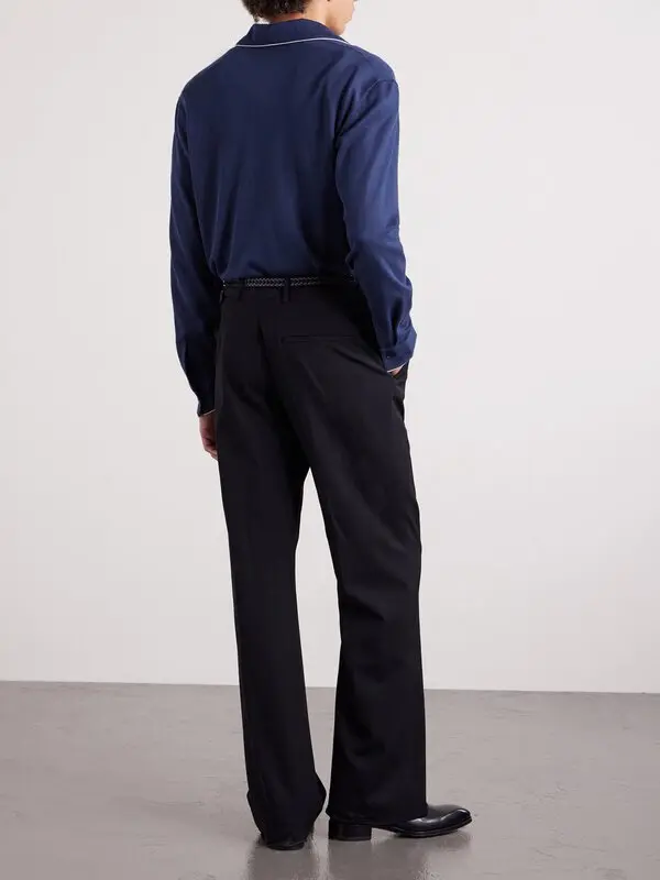 TOM FORD Piped Silk And Cotton-blend Piqué Polo Shirt