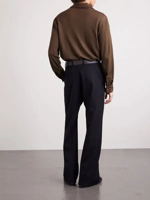 TOM FORD Piped Silk And Cotton-blend Piqué Polo Shirt