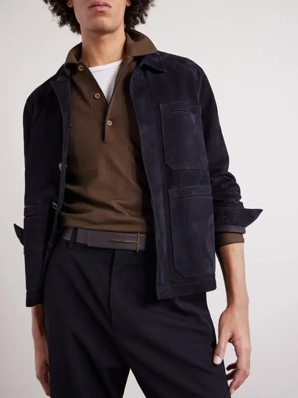 TOM FORD Piped Silk And Cotton-blend Piqué Polo Shirt