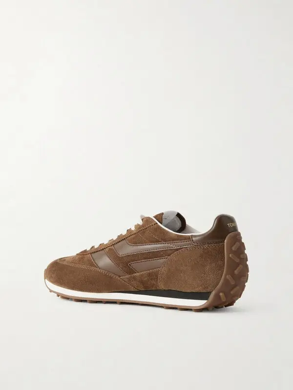 TOM FORD Mick Suede And Leather Trimmed Sneakers - Brown