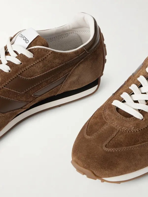 TOM FORD Mick Suede And Leather Trimmed Sneakers - Brown