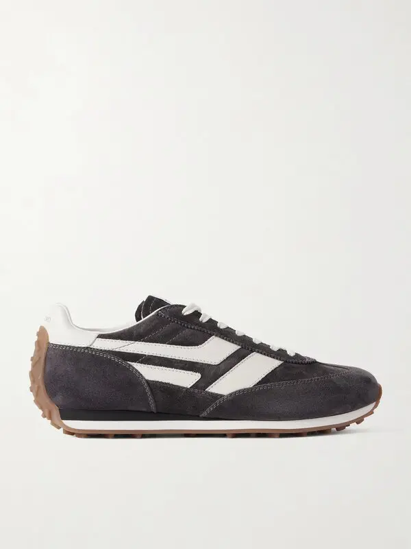 TOM FORD Mick Leather-trimmed Suede Sneakers - Gray