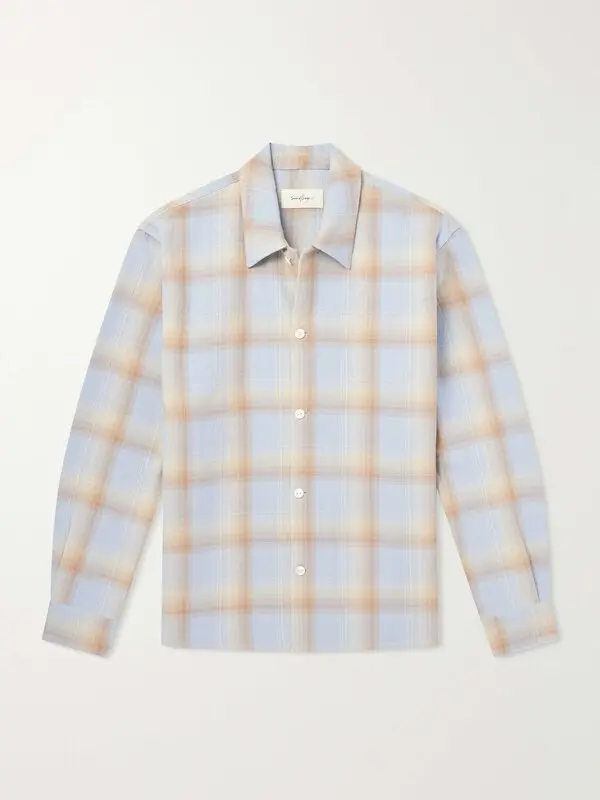 SECOND / LAYER Logan Checked Cotton Shirt - Blue