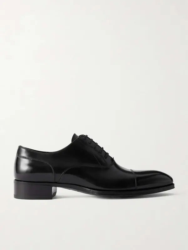 TOM FORD Elkan Burnished-leather Oxford Shoes - Black