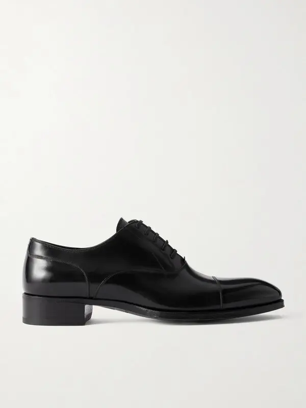 TOM FORD Elkan Burnished-leather Oxford Shoes - Black
