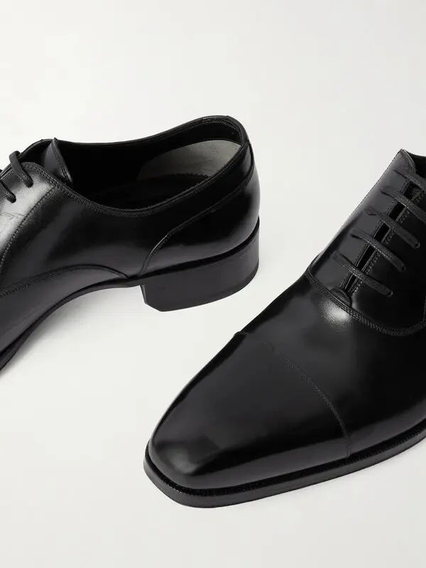 TOM FORD Elkan Burnished-leather Oxford Shoes