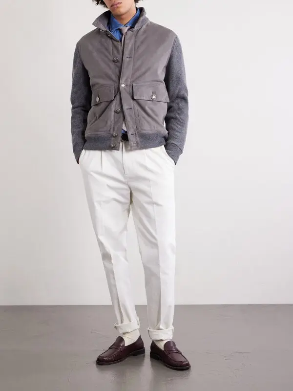 Brunello Cucinelli Suede And Knitted Cashmere Jacket