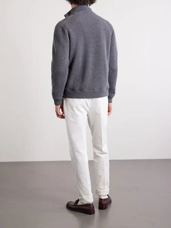 Brunello Cucinelli Suede And Knitted Cashmere Jacket