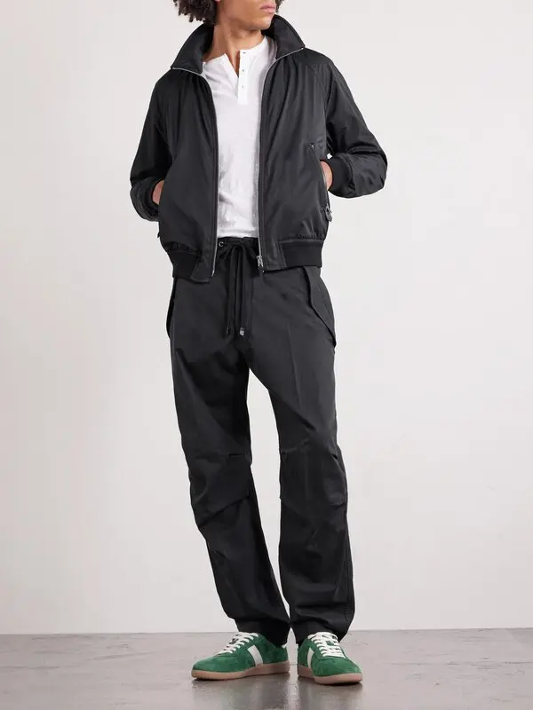 TOM FORD Straight-leg Cotton-twill Drawstring Trousers