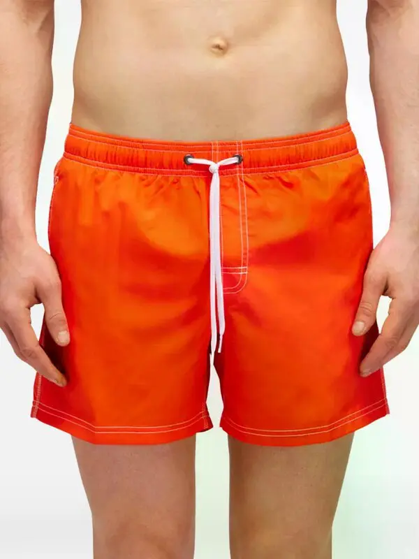 Sundek Striped Swim Shorts With Logo Patch