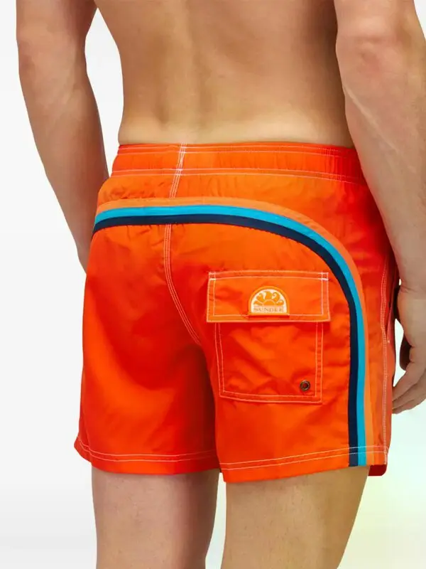 Sundek Striped Swim Shorts With Logo Patch