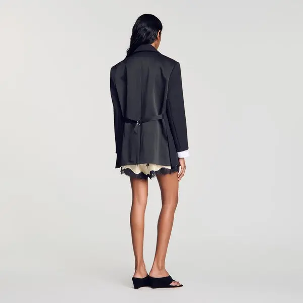 Sandro Mixed-material Satin Jacket