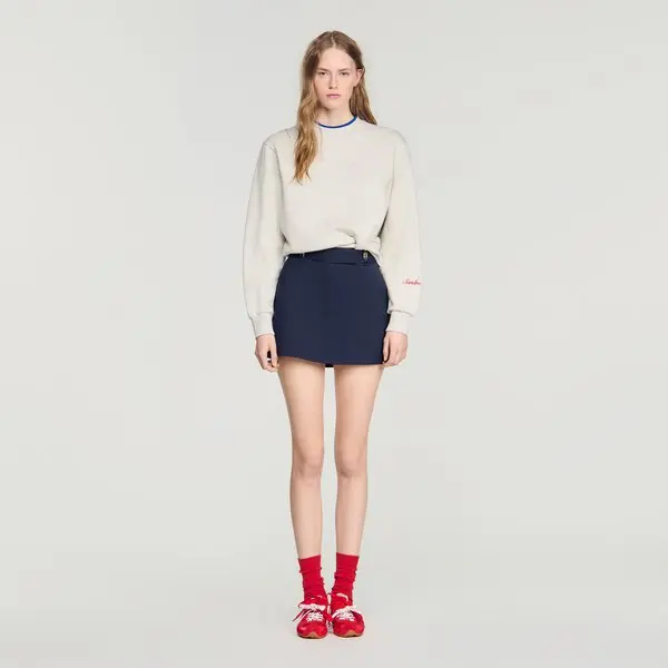 Sandro Striped Wool Skort