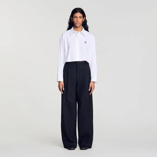 Sandro Striped High-waisted Wide-leg Trousers