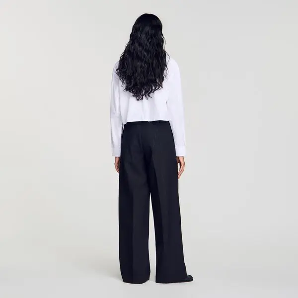 Sandro Striped High-waisted Wide-leg Trousers