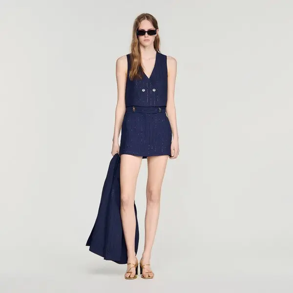 Sandro Striped Sequin Skort