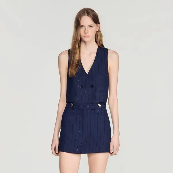 Sandro Striped Sequin Skort