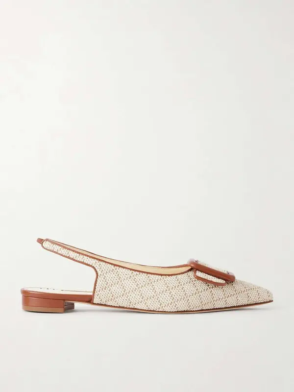 Manolo Blahnik Maylurabi Woven Slingback Pumps - Cream
