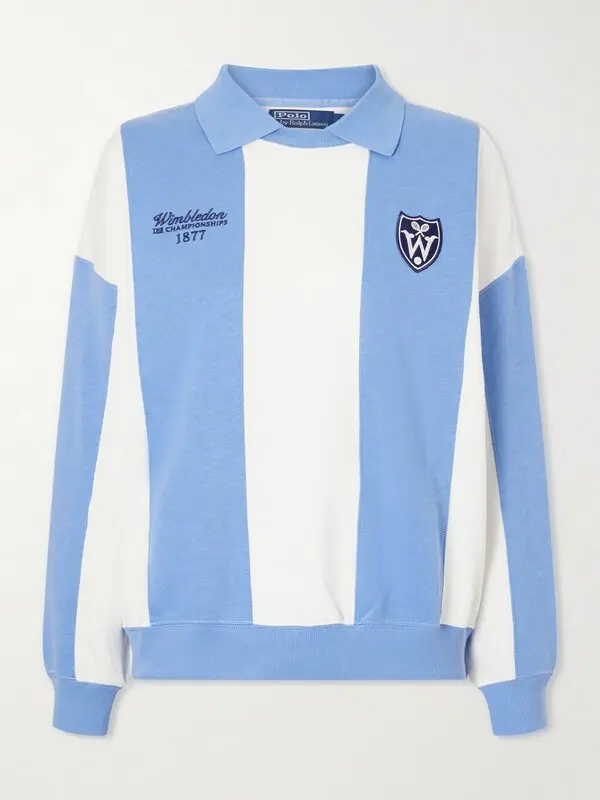 Polo Ralph Lauren Wimbledon Logo-embroidered Cotton-blend Sweater - Blue
