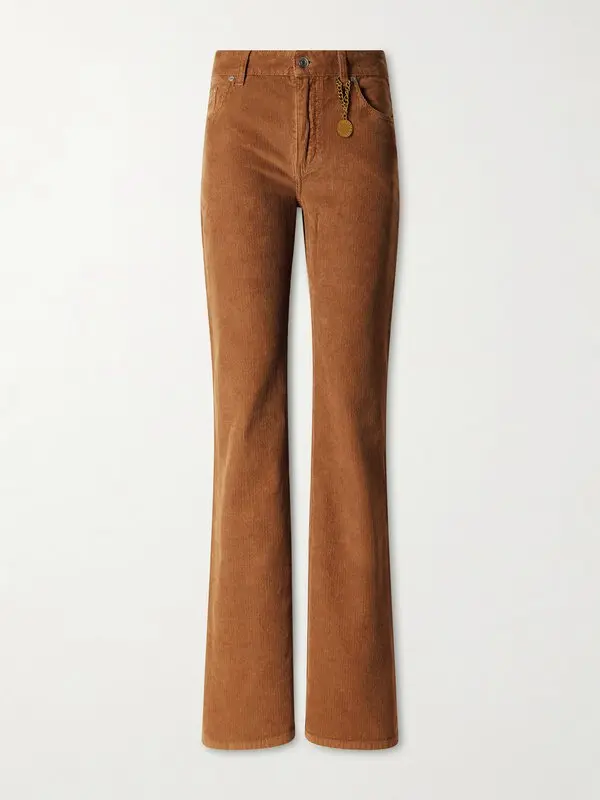 Stella McCartney Cotton Corduroy Flared Trousers - Brown