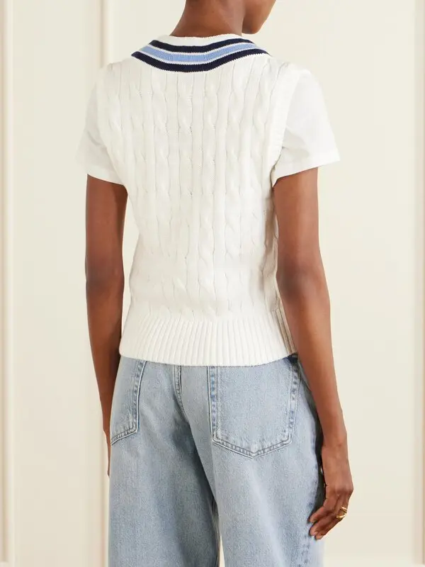 Polo Ralph Lauren Wimbledon Logo-embroidered Cable-knit Cotton Vest