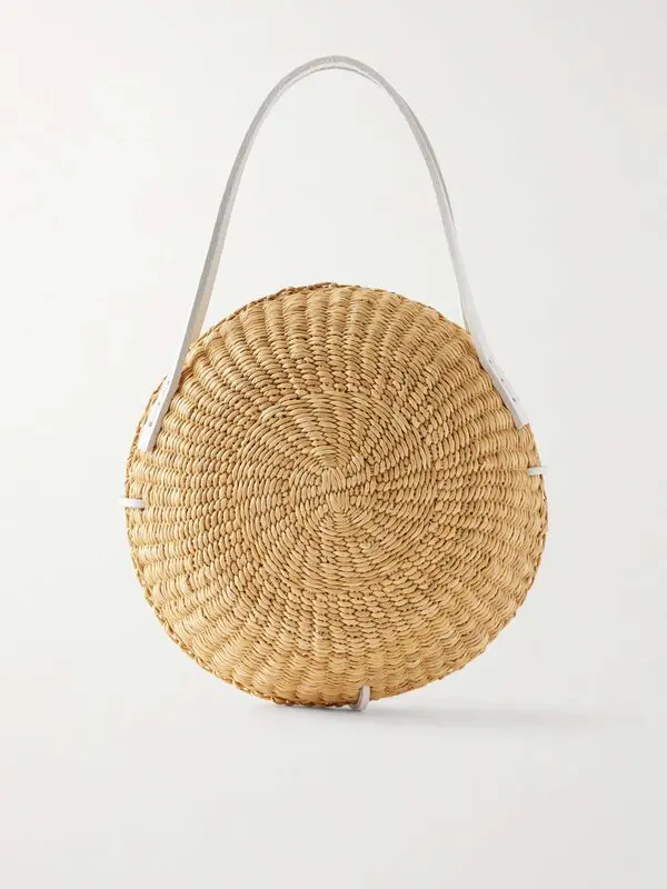 Muuñ Talata Mini Leather-trimmed Raffia Bag - Neutral