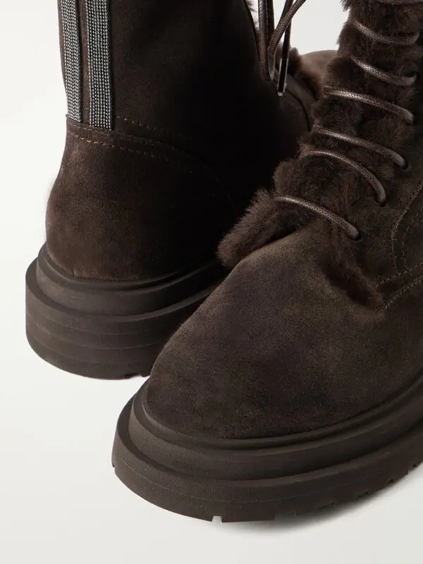 Brunello Cucinelli Embellished Suede Ankle Boots