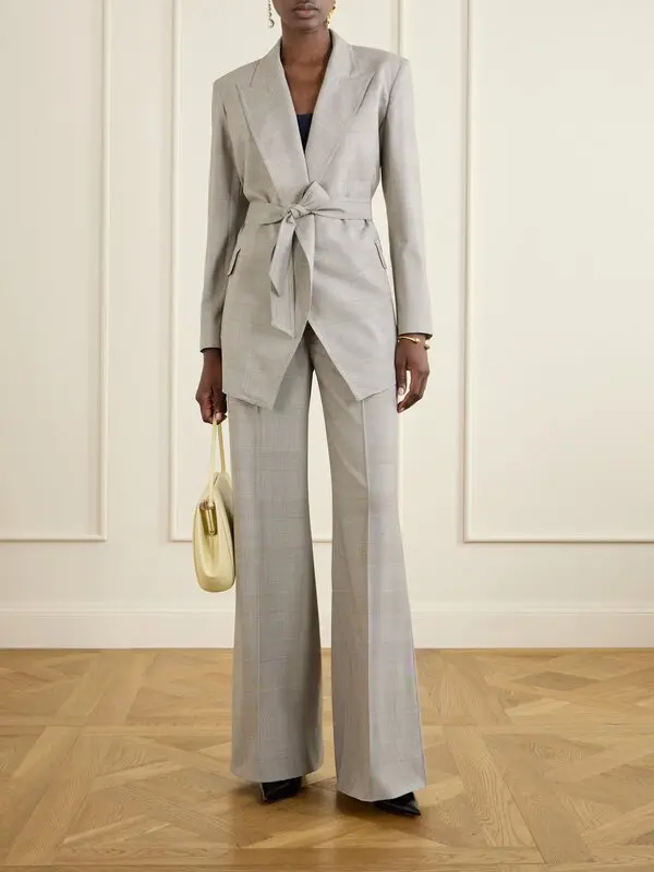 Max Mara Belted Checked Wool Blazer