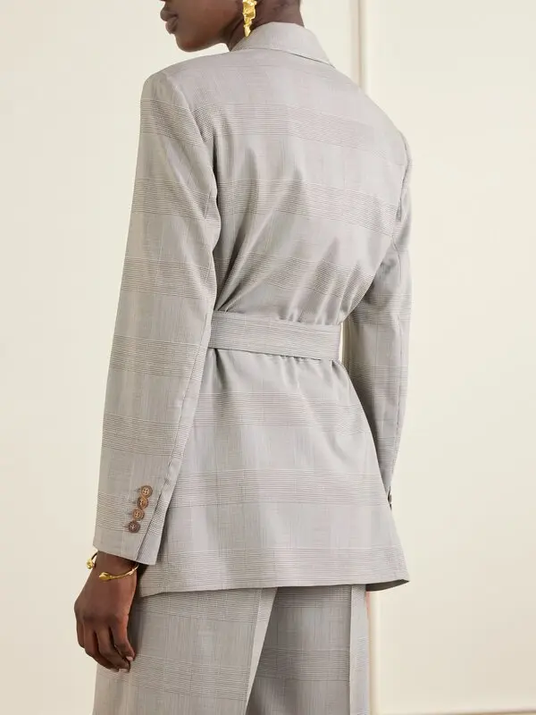 Max Mara Belted Checked Wool Blazer