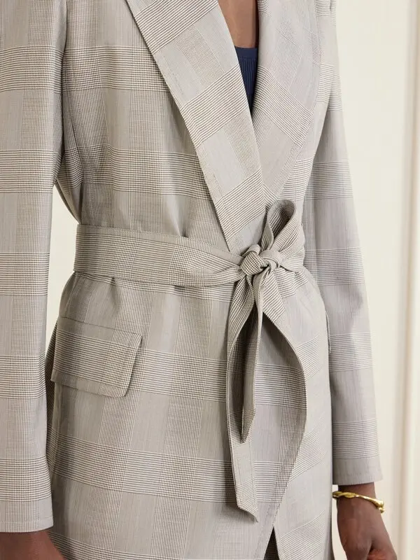 Max Mara Belted Checked Wool Blazer