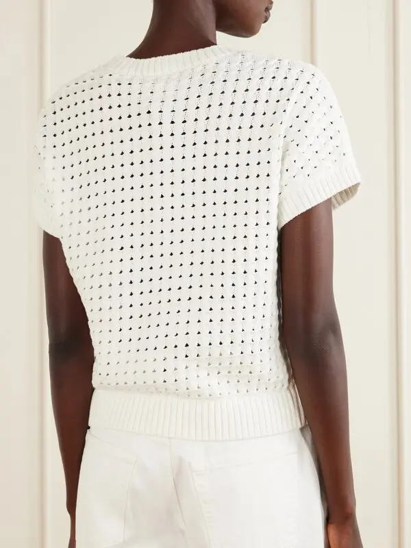 Varley Denny Open-knit Cotton-blend T-shirt