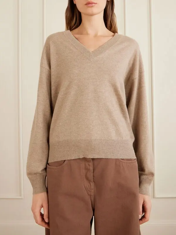 Brunello Cucinelli Cashmere V-neck Sweater - Brown