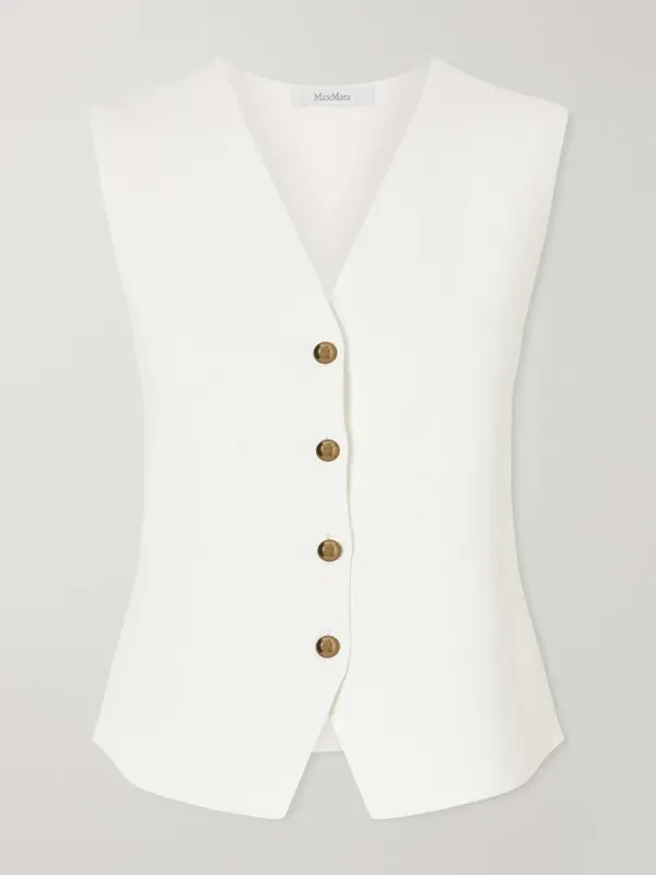 Max Mara Grain De Poudre Vest - White