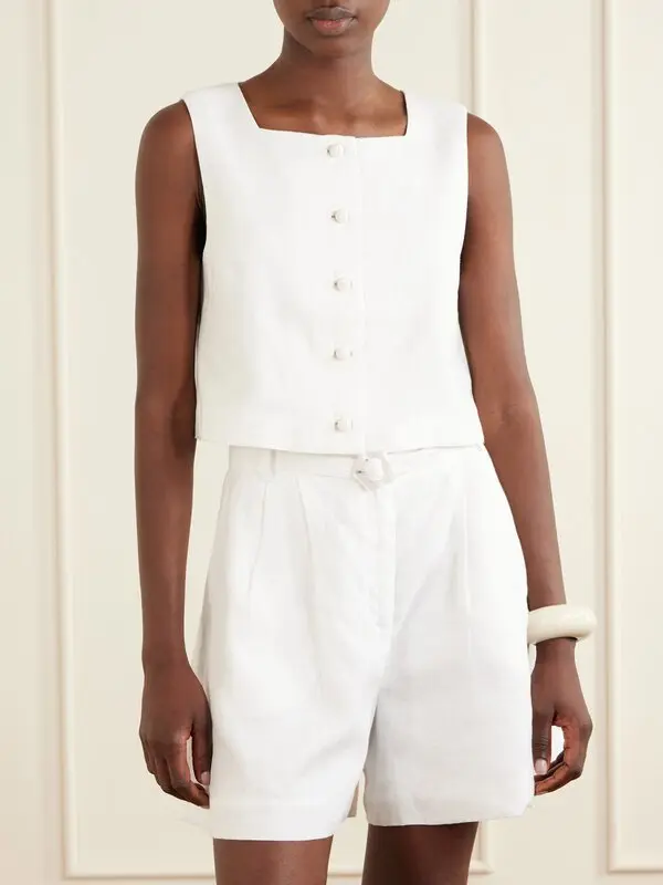 Posse Rio' Linen Cropped Boxy Tank Top