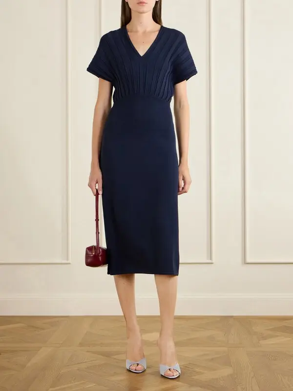 Max Mara Woven Midi Dress - Blue