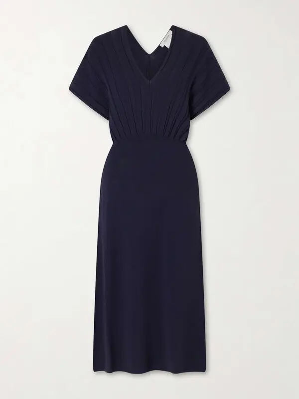 Max Mara Woven Midi Dress - Navy