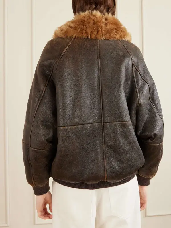 Brunello Cucinelli Shearling-trimmed Leather Jacket