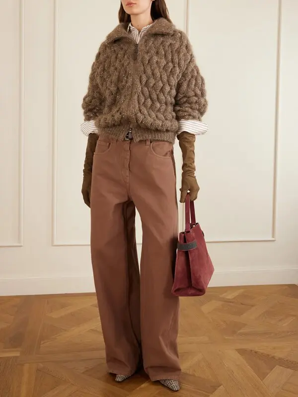 Brunello Cucinelli Mohair-blend Sequin Zip-up Cardigan