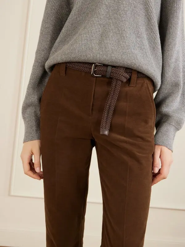 Brunello Cucinelli Cropped Cotton-blend Flared Pants