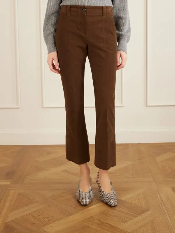 Brunello Cucinelli Cropped Cotton-blend Flared Pants