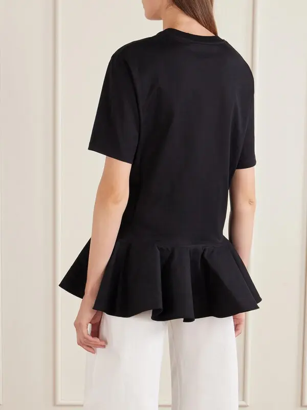Alaïa Peplum Cotton-jersey T-shirt - Black